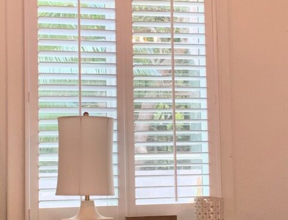 Plantation shutters with 4 1/2 “ vanes with hidden tilt rods. | Sarasota Blinds